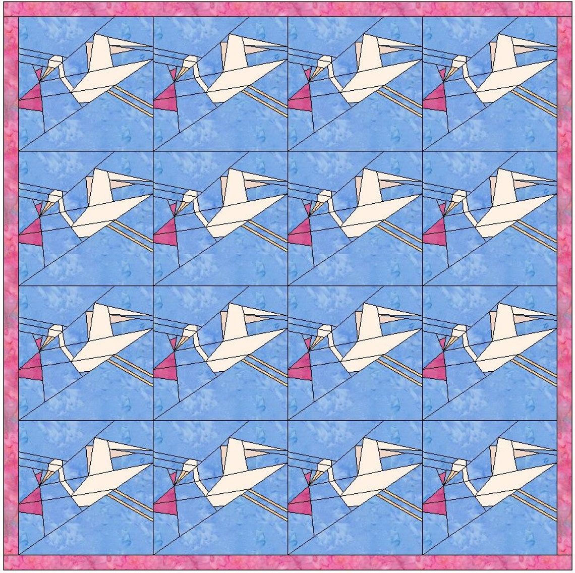 Stork and Bundle of Joy Quilt 10 Inch Paper Foundation Quilting Block ...