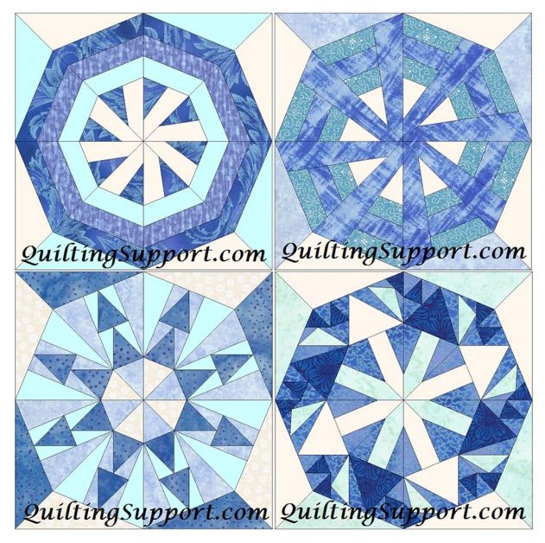 Snowflake Quilt Template Quilting Block Patterns Set of 4 Set 1 PDF - Etsy
