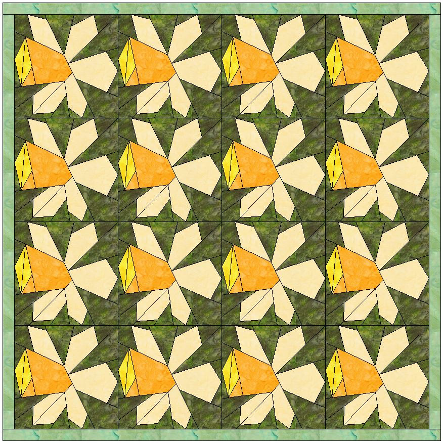 Daffodil Quilt Paper Piece Foundation Quilting Block Pattern - Etsy