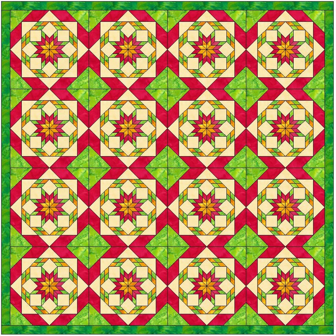 Beautiful Rolling Star Quilt Paper Piece Foundation 10 Inch Block ...