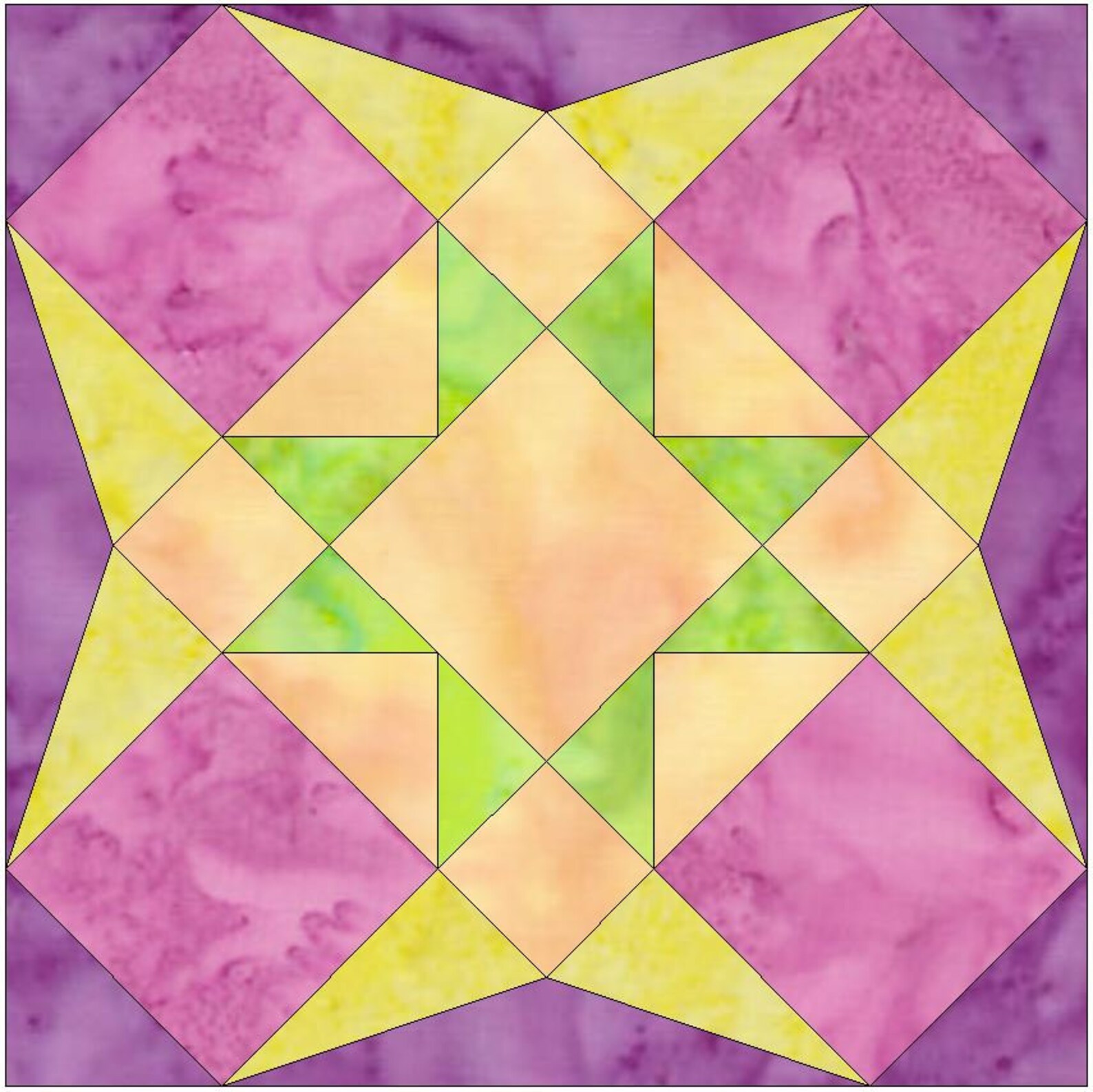 Spring Star Quilt Template 15 Inch Block Pattern PDF | Etsy