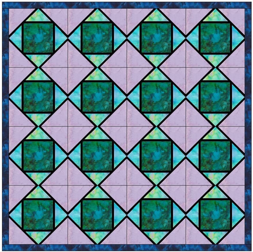 Stained Glass Diamond in a Square 2 Quilt Log Cabin Paper | Etsy
