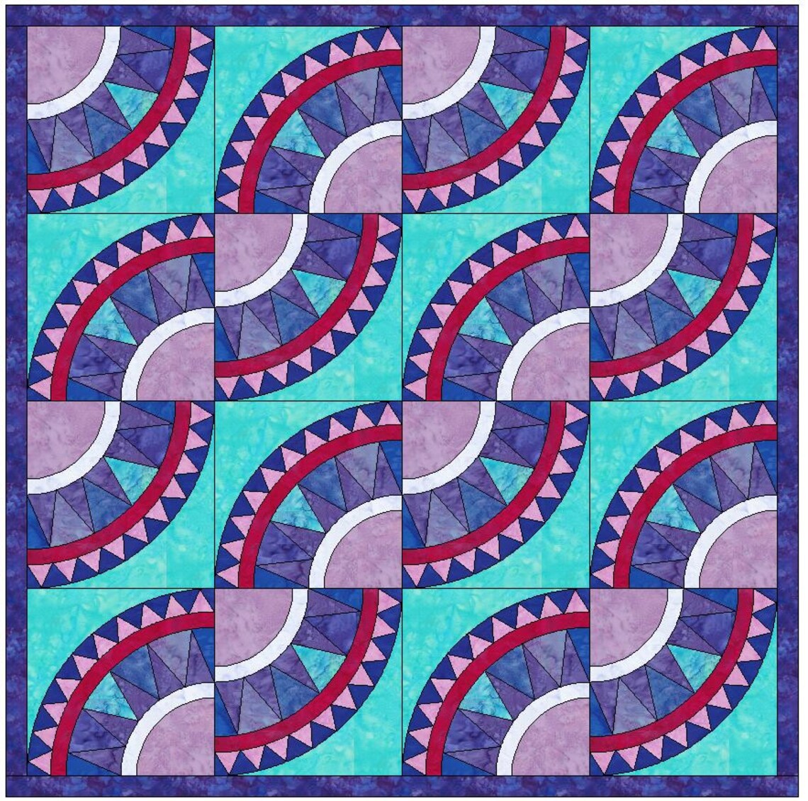 Rick Rack Beauty Quilt Paper Piece Foundation Quilting Block Pattern ...