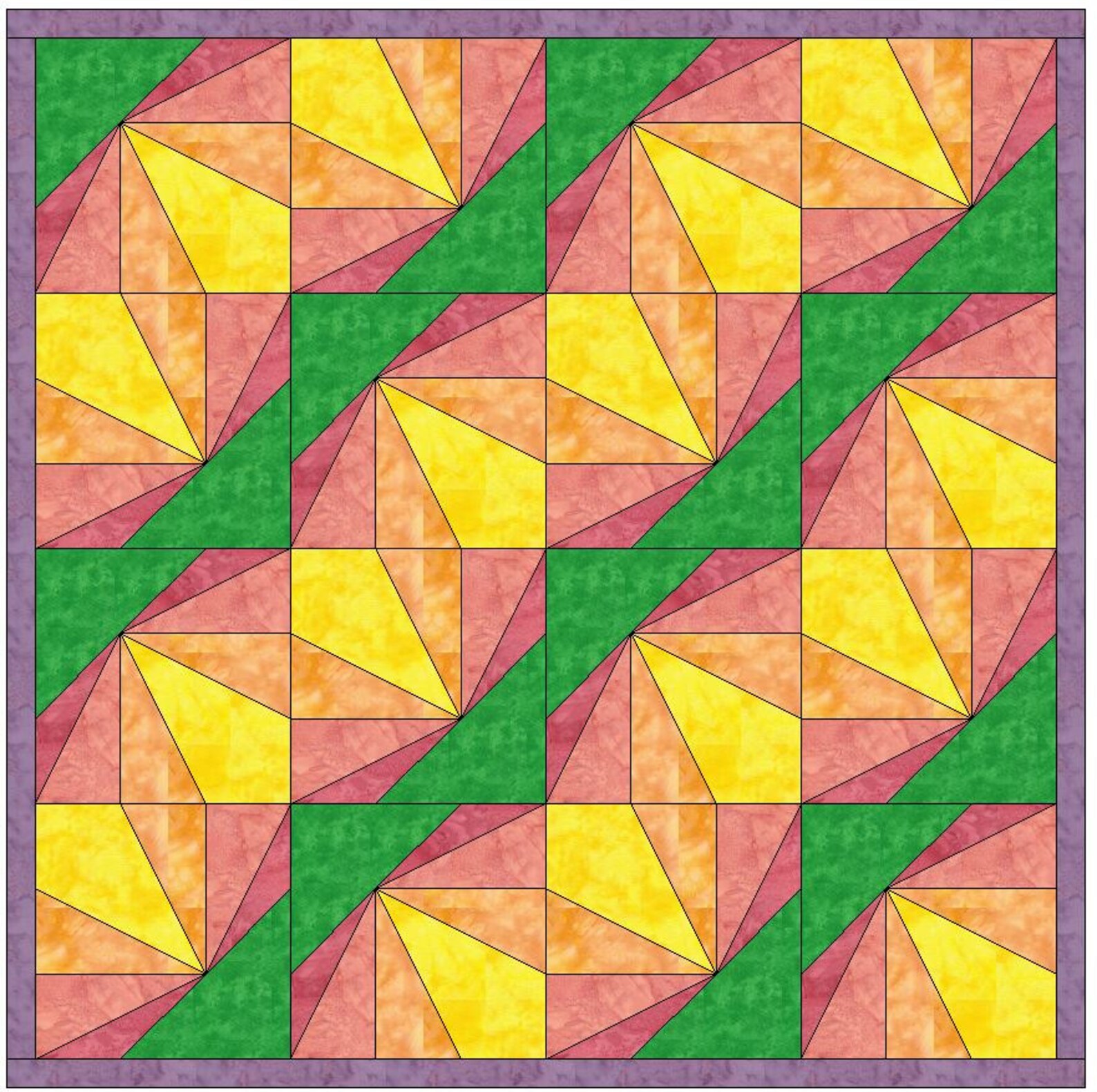 Sunrise Quilt Paper Piece Foundation Quilting Block Pattern PDF - Etsy