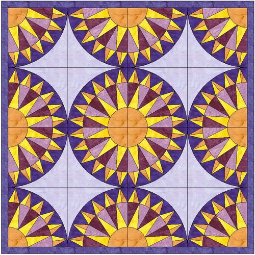 Rising Sun Quilt Paper Piece Foundation Quilting Block Pattern | Etsy