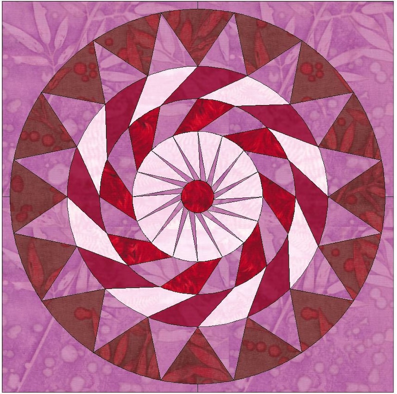 Cherry Creme Pie Circle Quilt 15 Inch Block Template Quilting Block ...