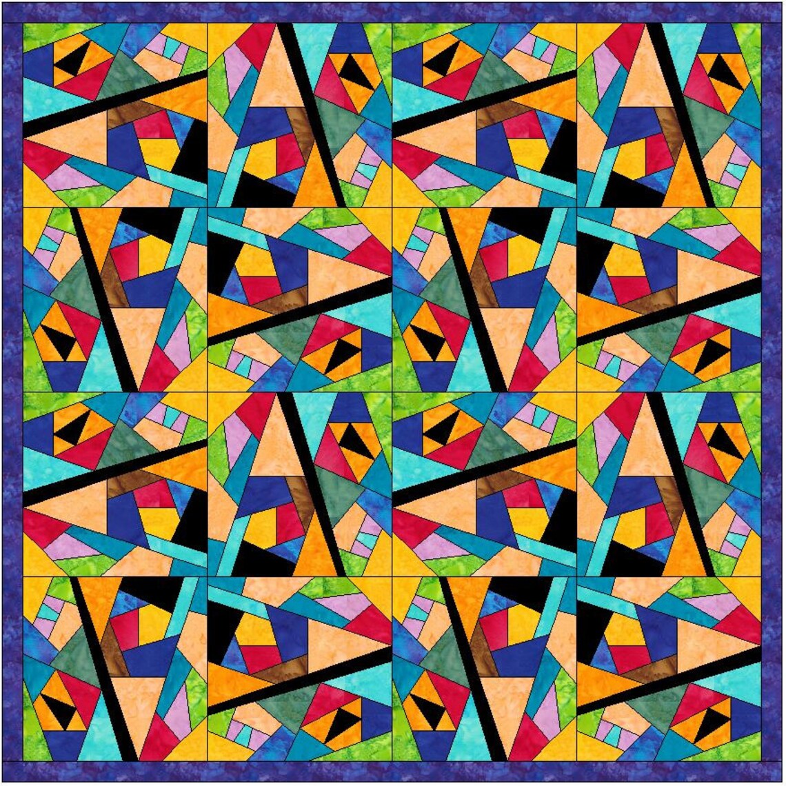 Complex Crazy Patch 17 Quilt Paper Piece Foundation Block | Etsy