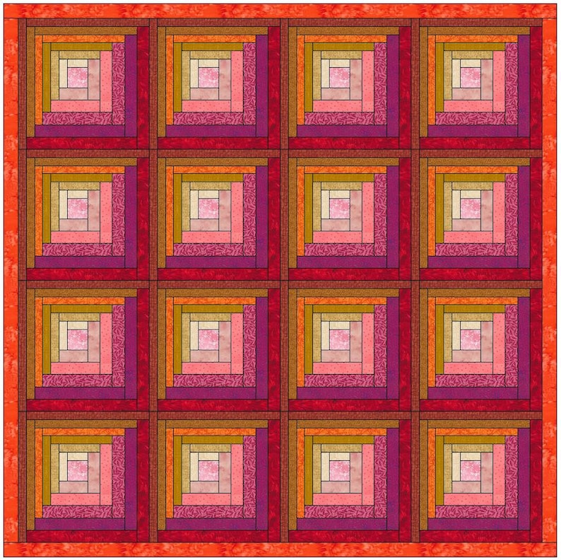 Off Center Log Cabin 8 Quilt Paper Piece Foundation Quilting | Etsy