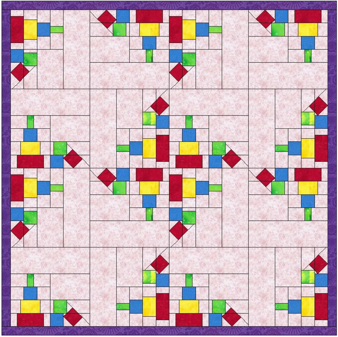 Toy Blocks Quilt 10 Inch Paper Piece Foundation Quilting Block Pattern ...