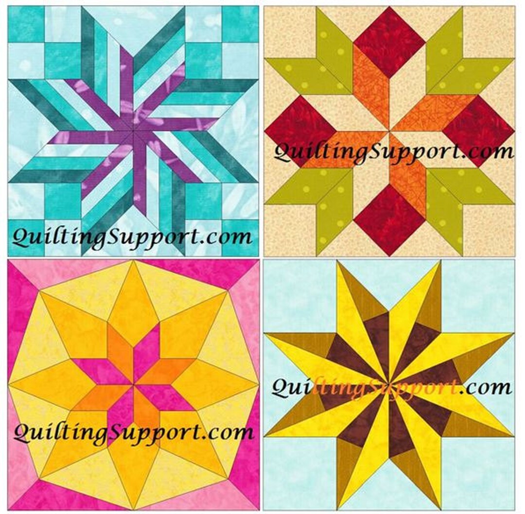 Star Quilt Set of 4 Template Quilting Block Patterns Set 5 PDF - Etsy
