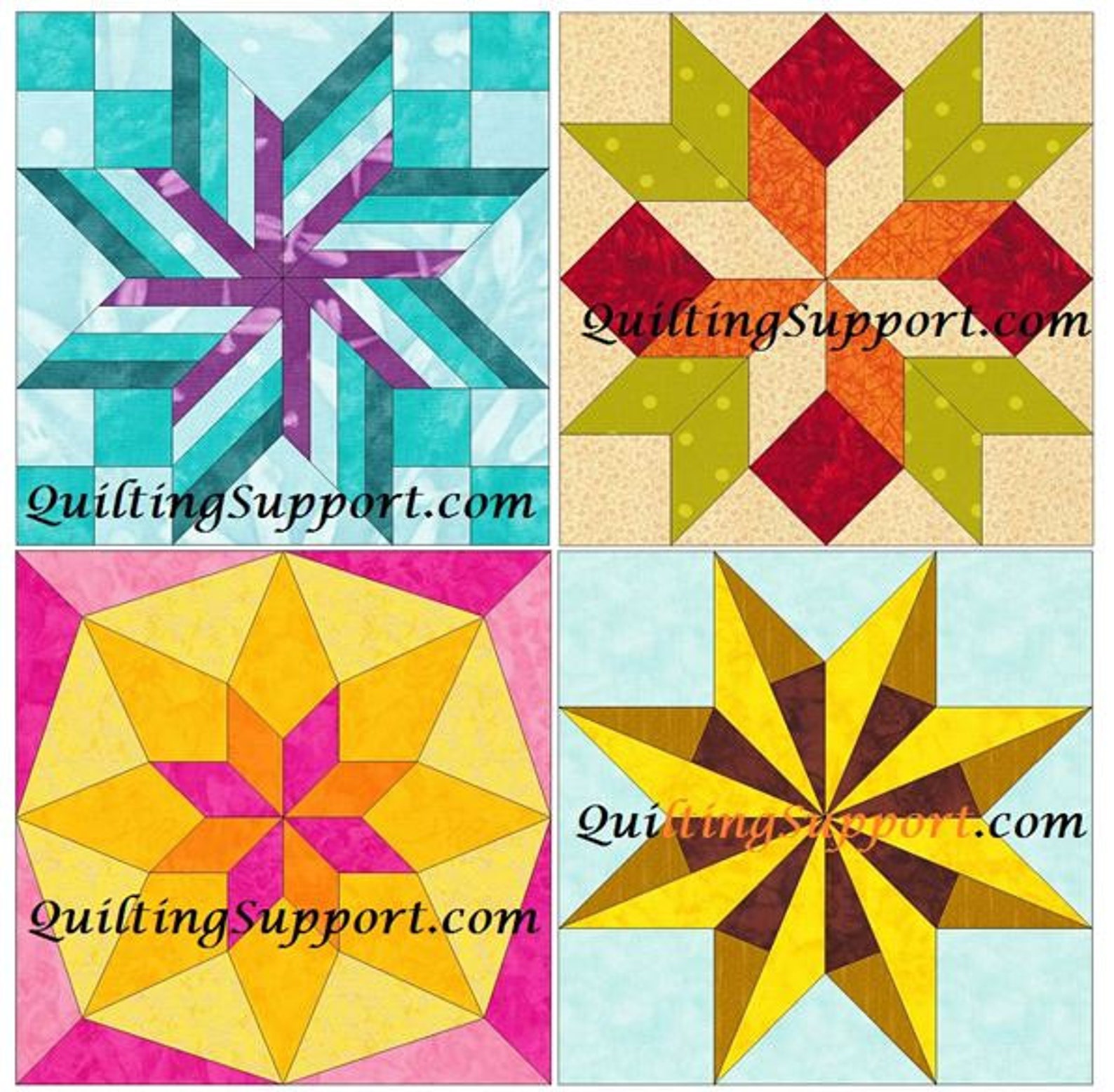 Star Quilt Set of 4 Template Quilting Block Patterns Set 5 PDF - Etsy