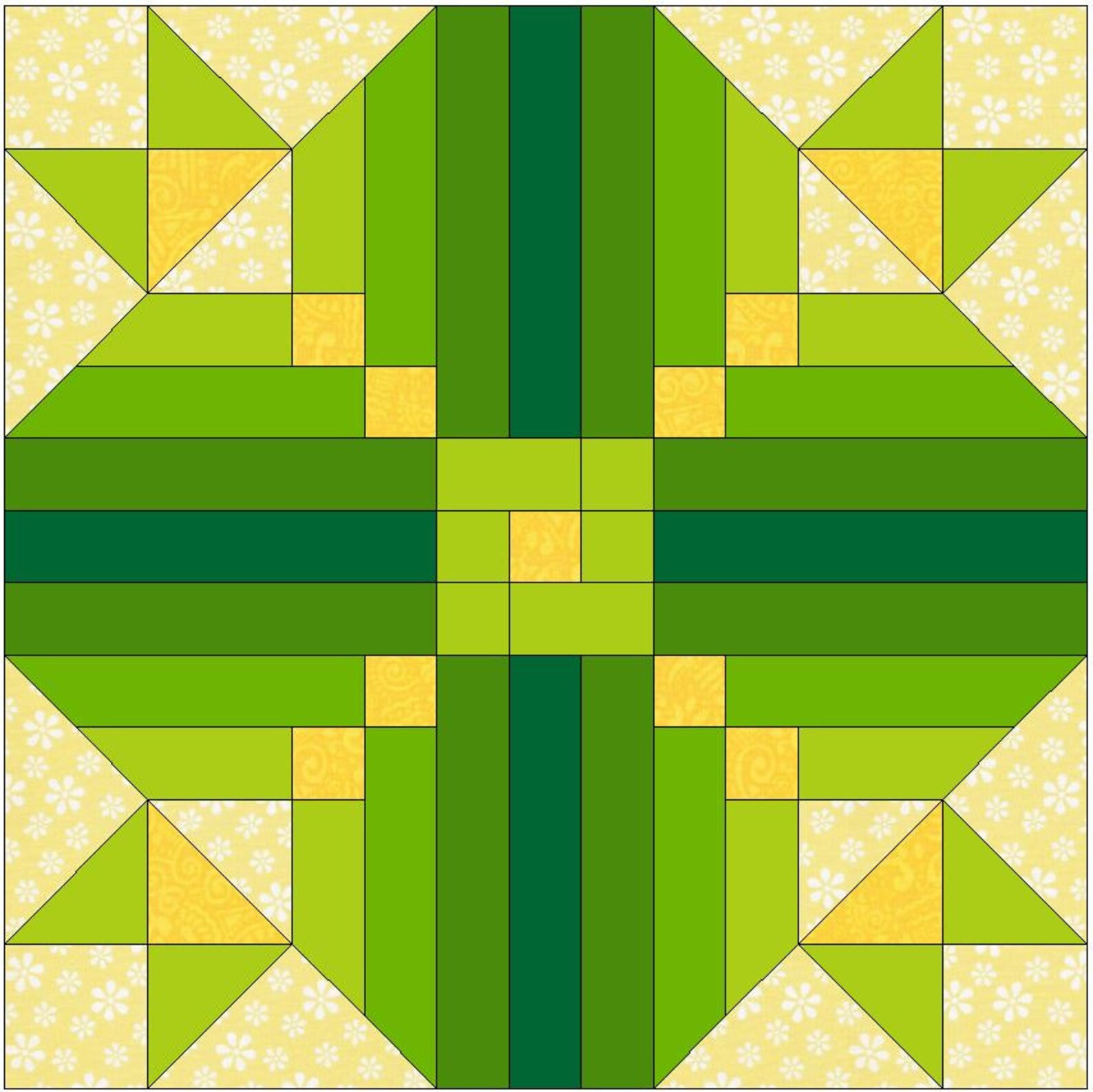 Irish Logs Chain Quilt Template Quilting Block Pattern PDF - Etsy