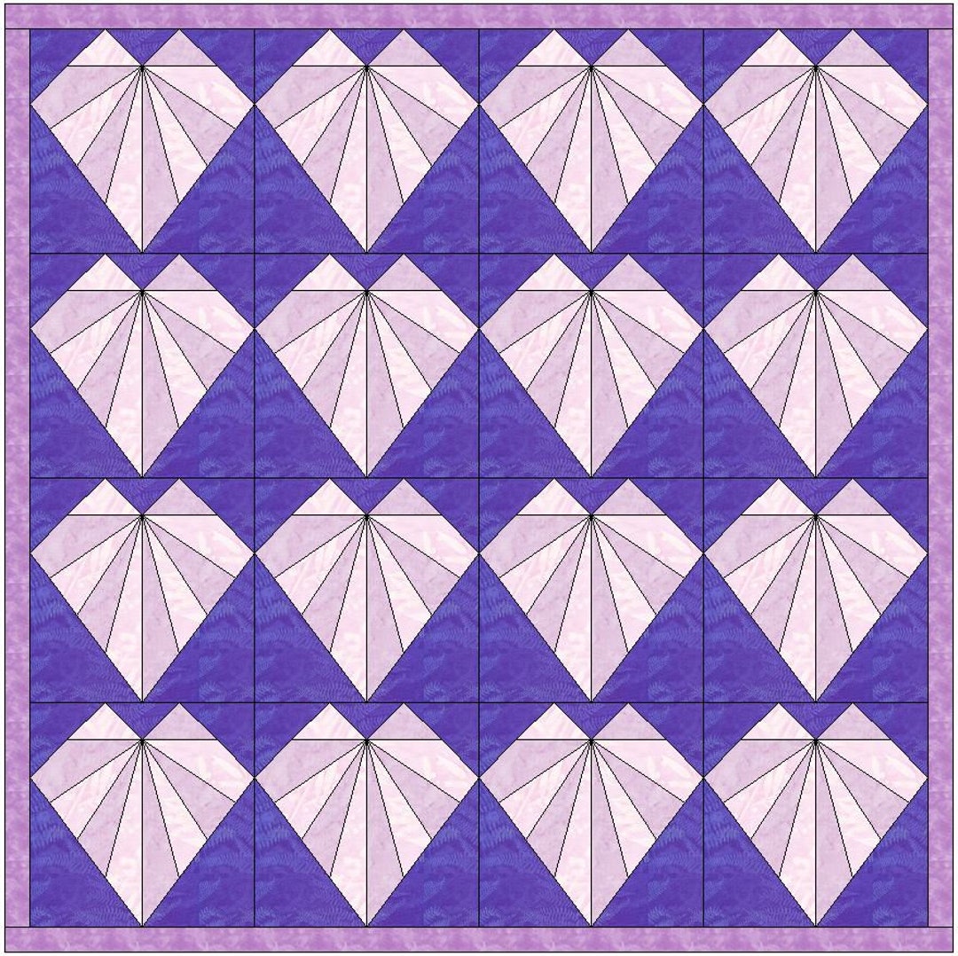 HC Log Cabin Heart Quilt 15 Inch Block Template Quilting Block Pattern ...