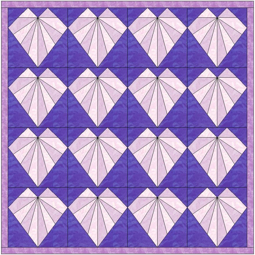 HC Log Cabin Heart Quilt 15 Inch Block Template Quilting Block Pattern ...