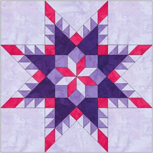 Feathered Star in Star 10 Inch Paper Piece Foundation Quilting Block ...