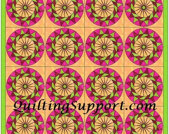 Key Lime Pie Circle Quilt Paper Piece Foundation 10 Inch Block | Etsy