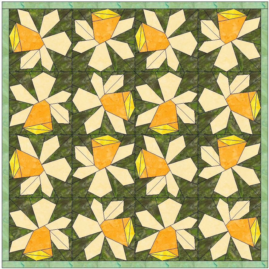 Daffodil Quilt Paper Piece Foundation Quilting Block Pattern - Etsy