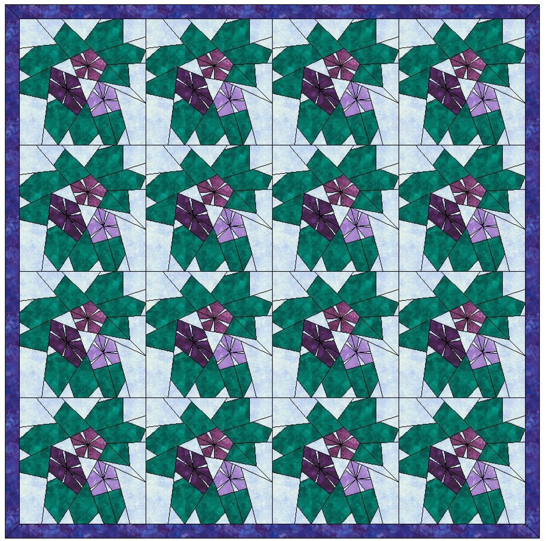 African Violets Quilt Paper Piece Foundation Quilting Block Pattern - Etsy