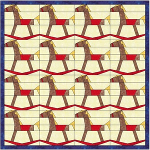 Rocking Horse Quilt 10 Inch Paper Piece Foundation Quilting Block ...