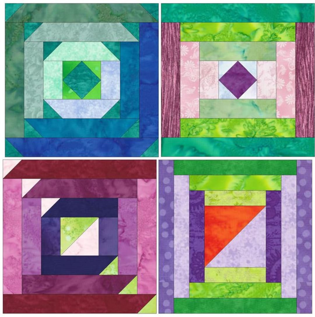 Log Cabin Quilt Set 1 Paper Foundation Piecing Quilting 4 Block ...
