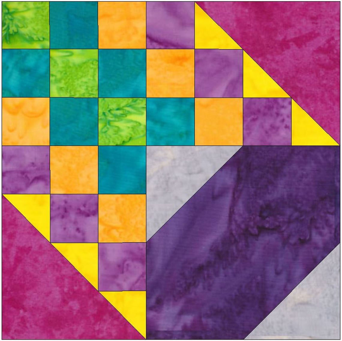 Checkered Past Quilt Template 15 Inch Block Pattern PDF | Etsy