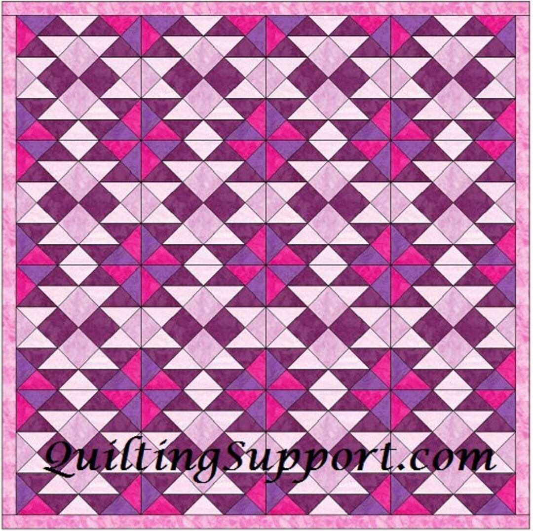 Purple Rose Quilt 15 Inch Block Paper Template Quilting Block Pattern ...