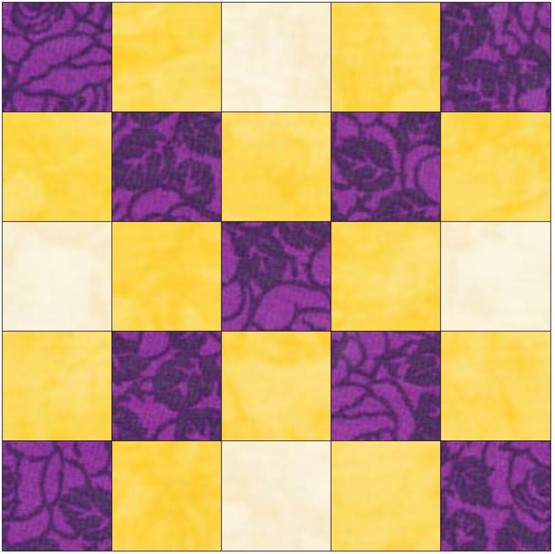 Five Patch Chain Quilt 15 Inch Block Template Quilting Block Pattern ...