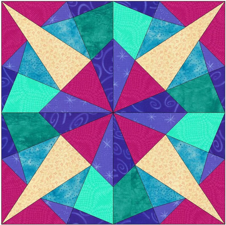 Hidden Continuous Star Quilt Template Block Pattern PDF - Etsy