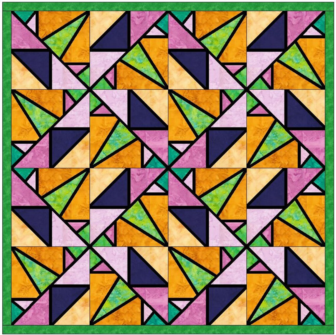Quarter Emerald City Quilt Paper Piece Foundation Quilting Block ...