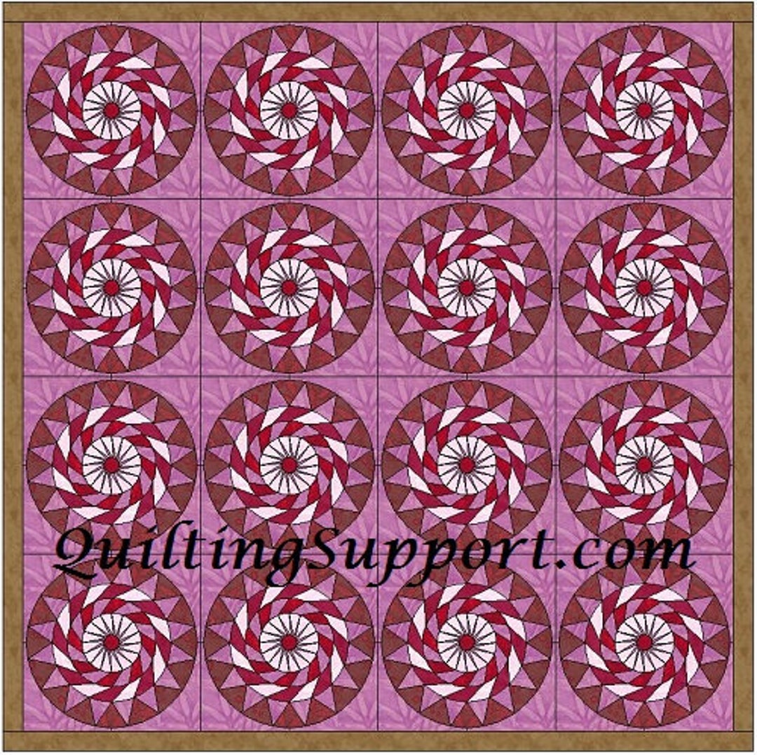 Cherry Star Pie Circle Quilt 10 Inch Paper Piece Foundation Quilting ...