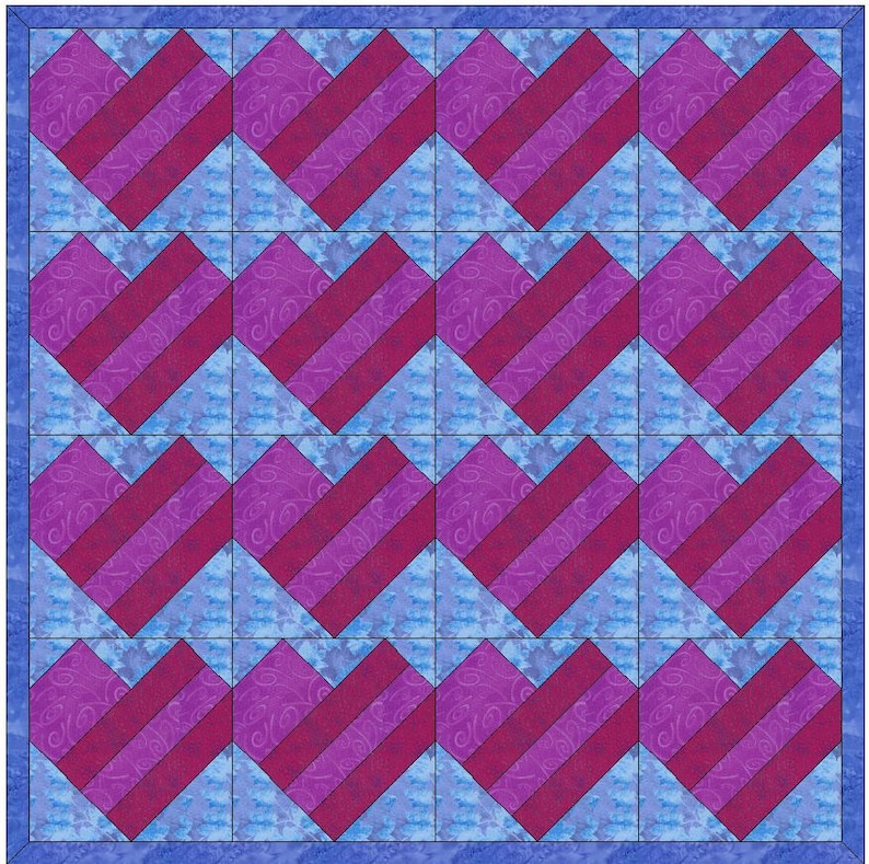 Strip Heart Quilt Paper Piece Foundation Quilting Block - Etsy