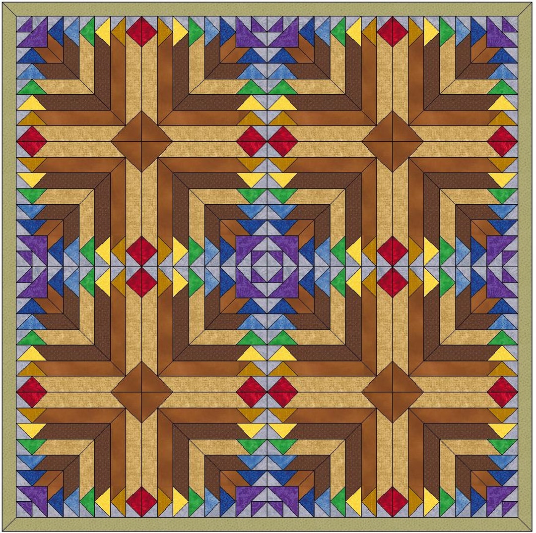 Rainbow Logs Quilttemplates Quilting Block Pattern Log Cabin Flying ...