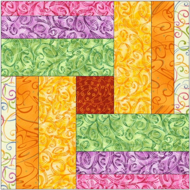 Woven Logs Quilt Log Cabin Paper Piece Foundation Quilting Block ...