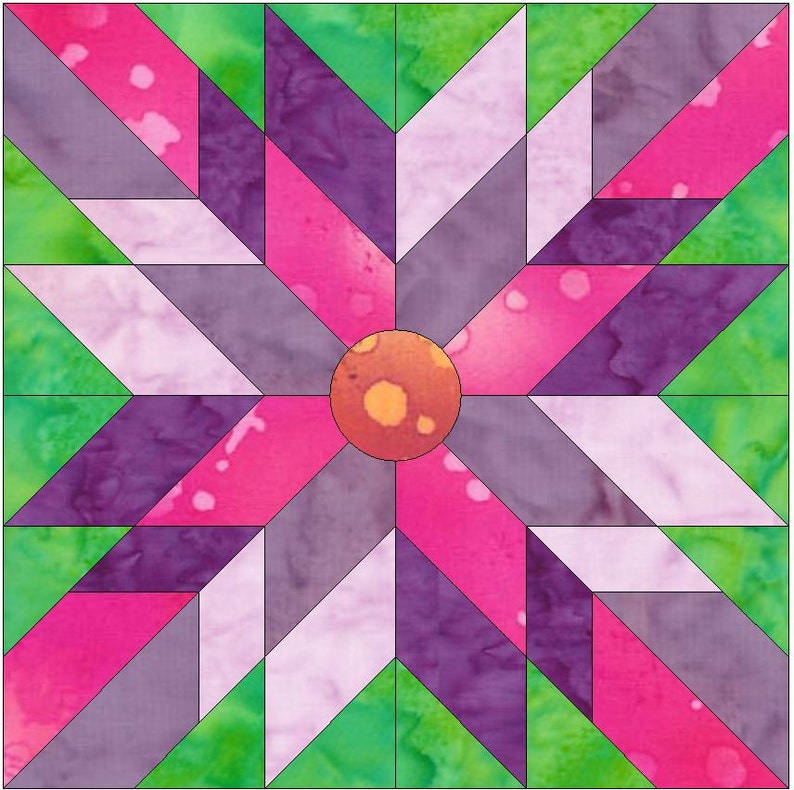 Sunbeam Quilt Template Quilting Block Pattern PDF - Etsy