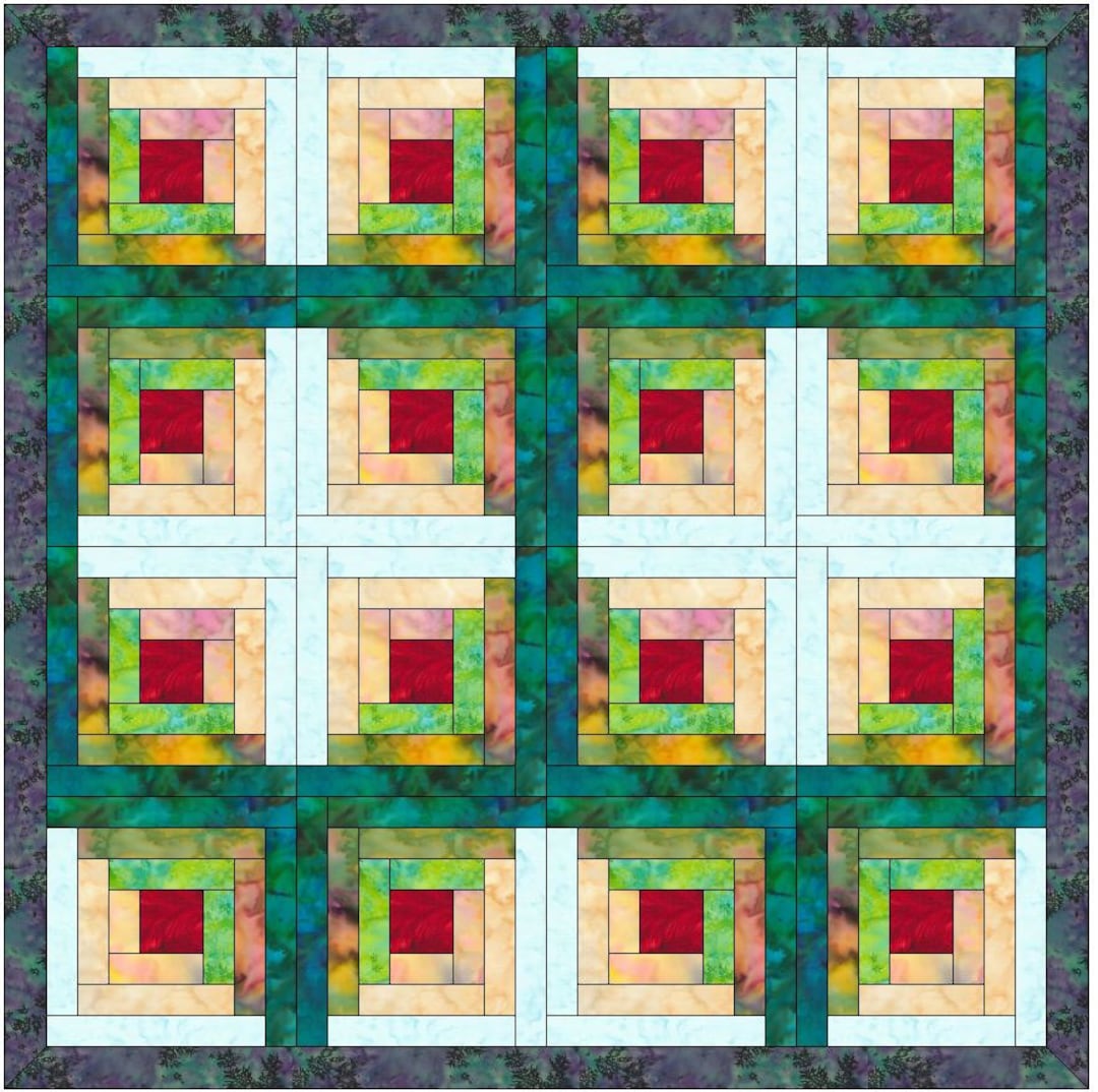 Log Cabin Quilt Paper Piece Foundation Quilting Block Pattern - Etsy