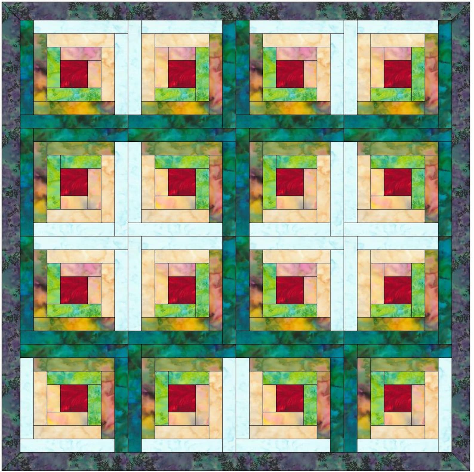 Log Cabin Quilt Paper Piece Foundation Quilting Block Pattern - Etsy