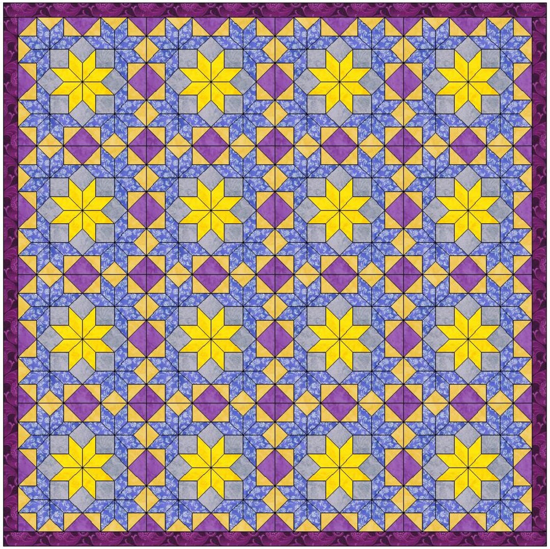 Star Flowers Quilt Template Quilting Block Pattern PDF - Etsy
