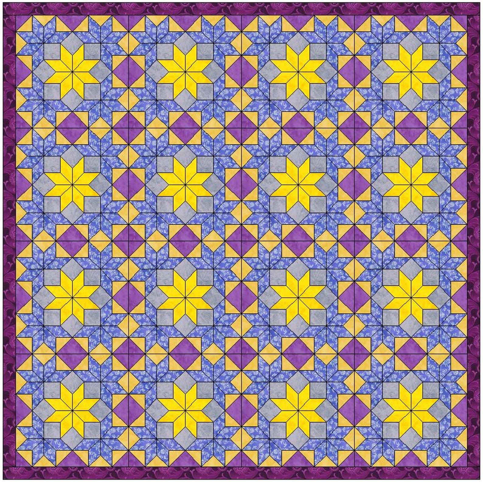 Star Flowers Quilt Template Quilting Block Pattern PDF - Etsy
