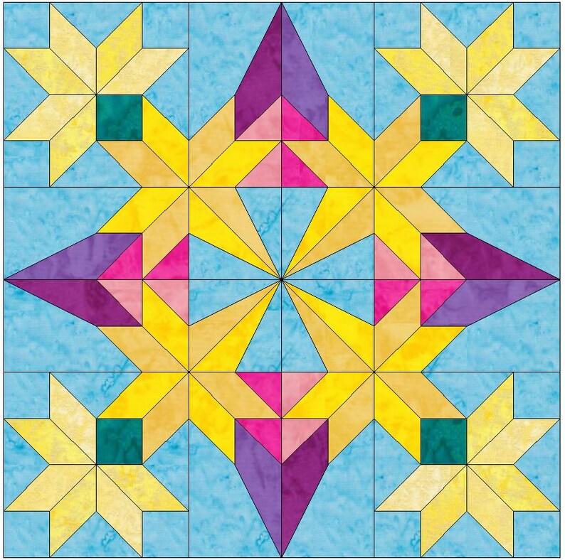 Firework Chain Quilt Easy Block Templates Quilting Block - Etsy