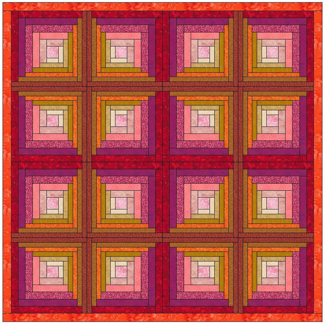 Off Center Log Cabin 8 Quilt Paper Piece Foundation Quilting Block ...