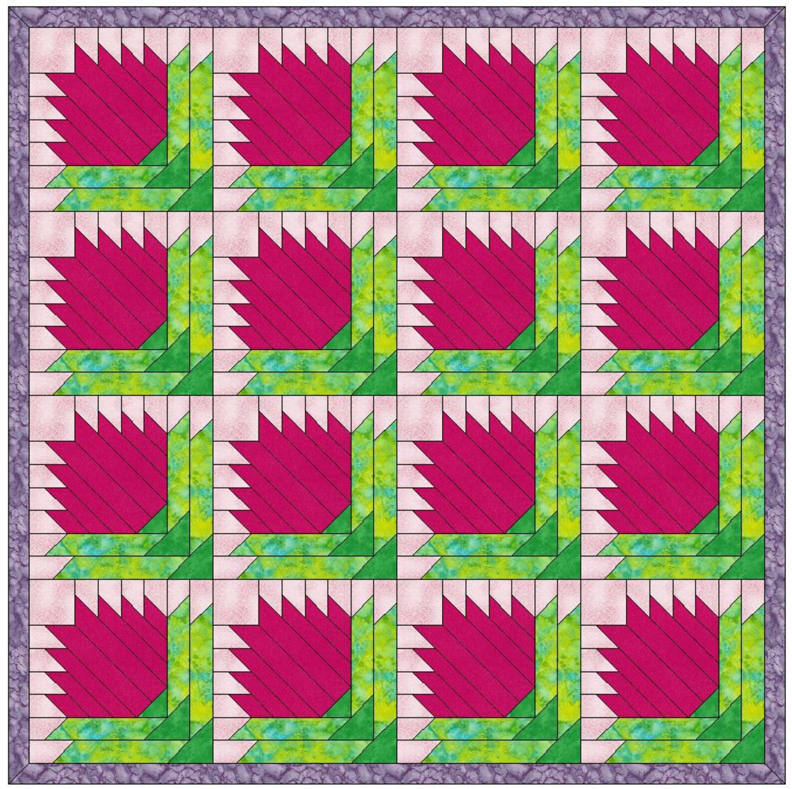 Lotus Block Quilt Template Quilting Block Pattern | Etsy