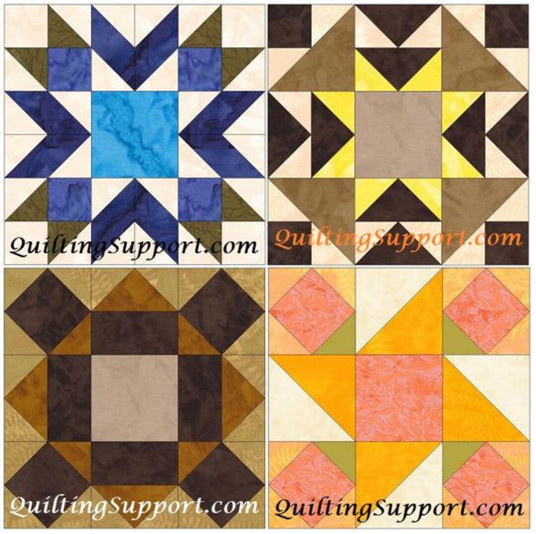 Sweet Stars Quilt 15 Inch Block Set of 4 Template Quilting Block ...