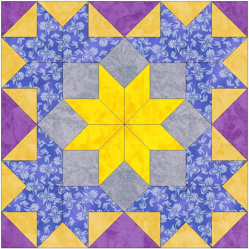 Star Flowers Quilt Template Quilting Block Pattern PDF - Etsy