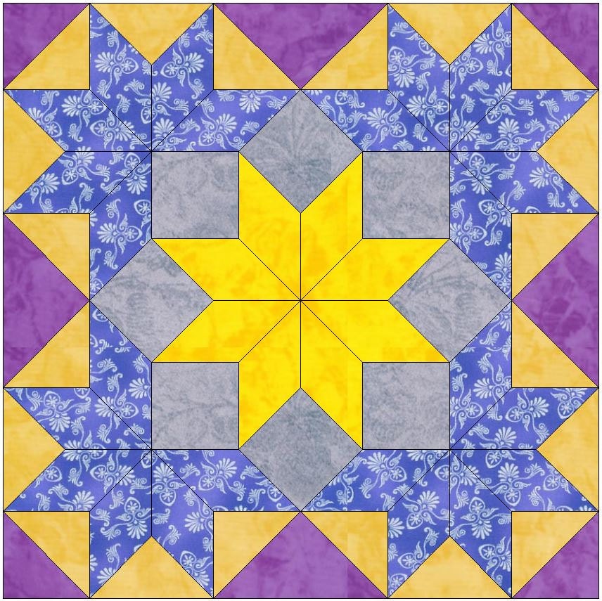 Star Flowers Quilt Template Quilting Block Pattern PDF | Etsy