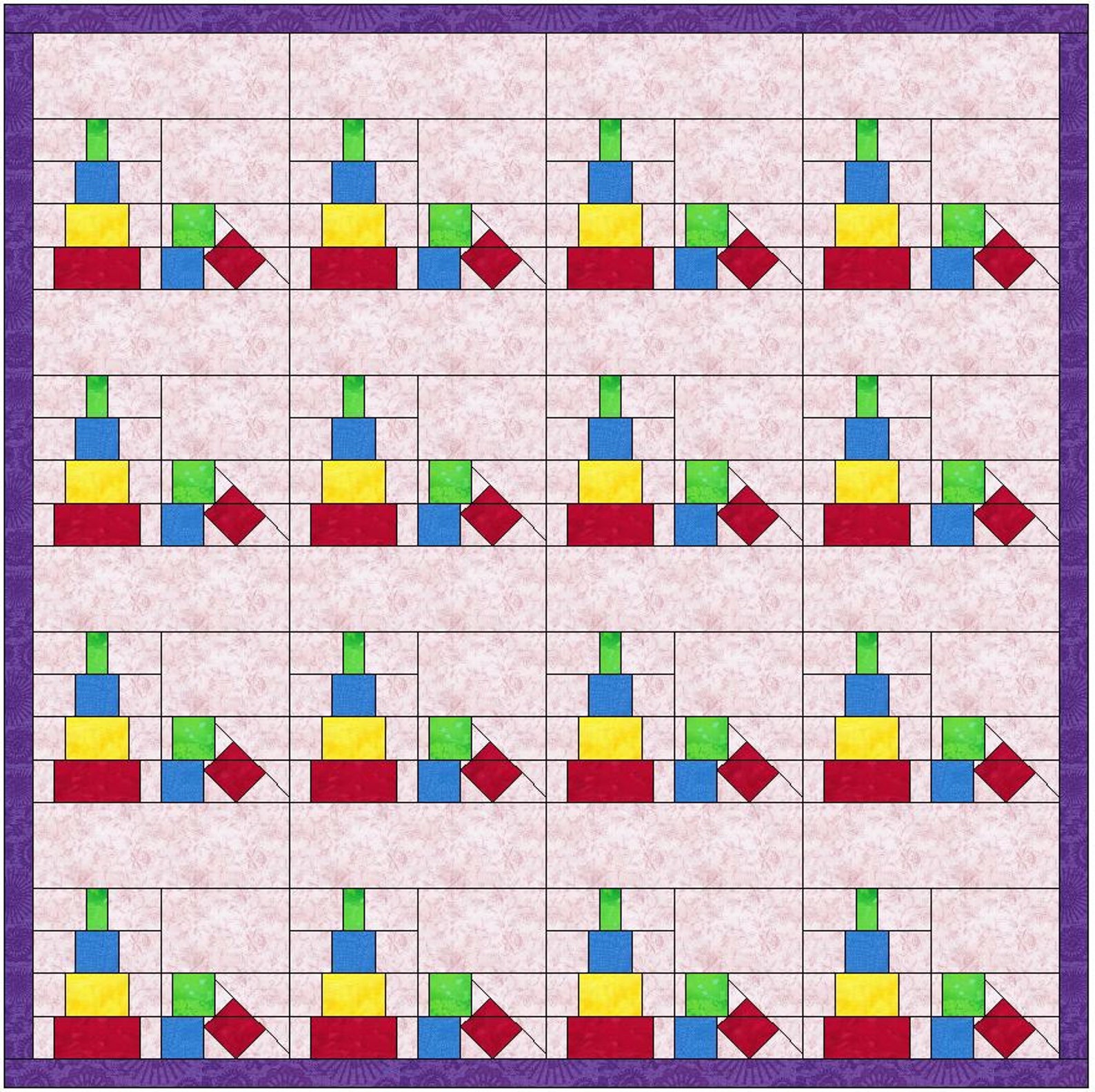 Toy Blocks Quilt 10 Inch Paper Piece Foundation Quilting Block Pattern ...