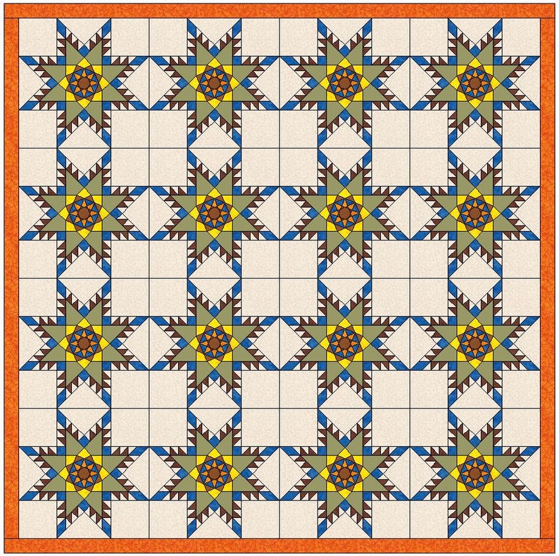 Feathered Sunflower Star Quilt Template Quilting Block Pattern - Etsy