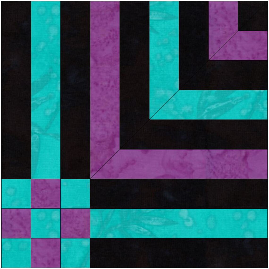 Corner Nine Patch Quilt Template 15 Inch Block Pattern PDF | Etsy