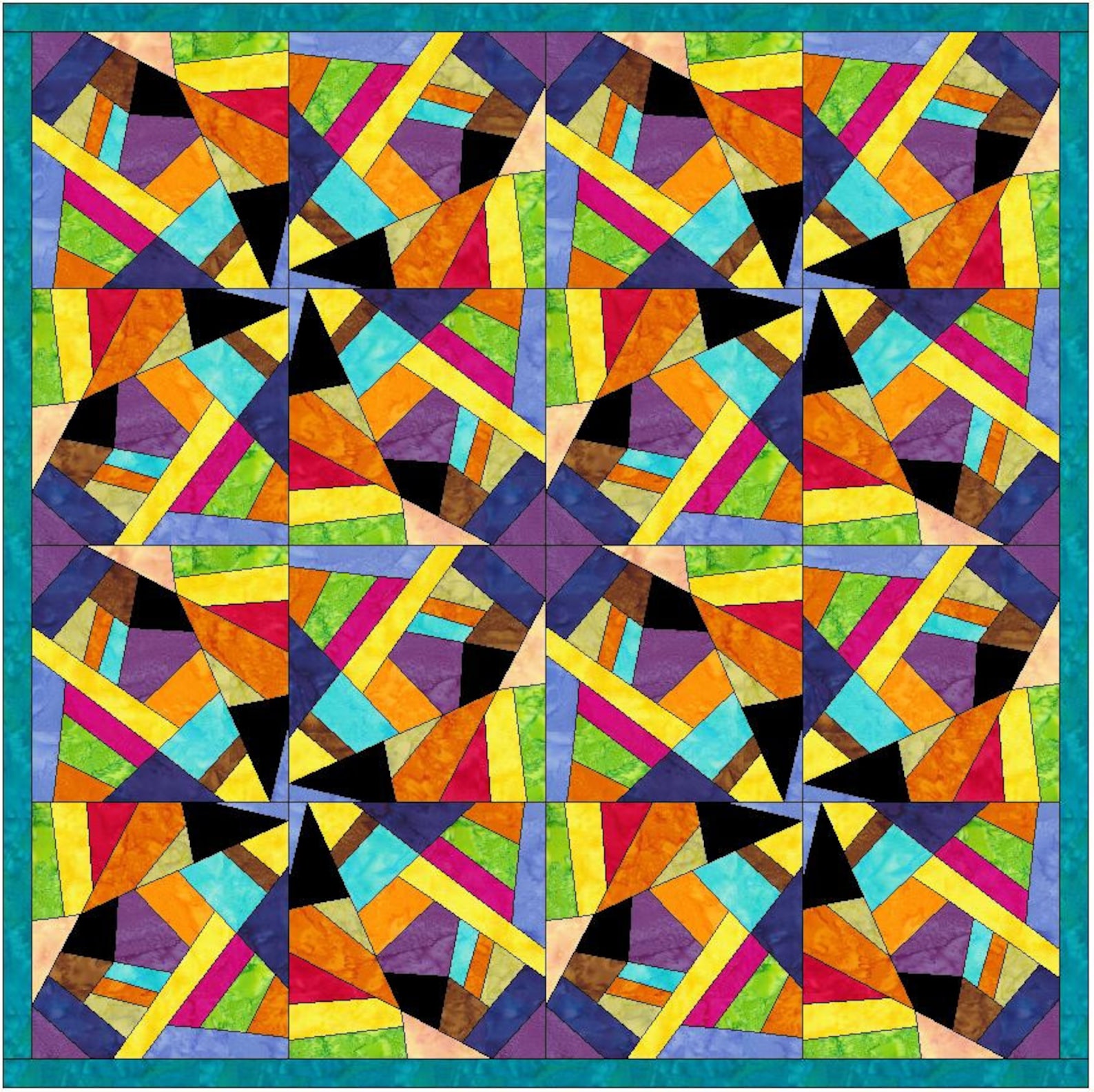 Complex Crazy Patch 9 Quilt Paper Piece Foundation 12 Inch Quilting ...