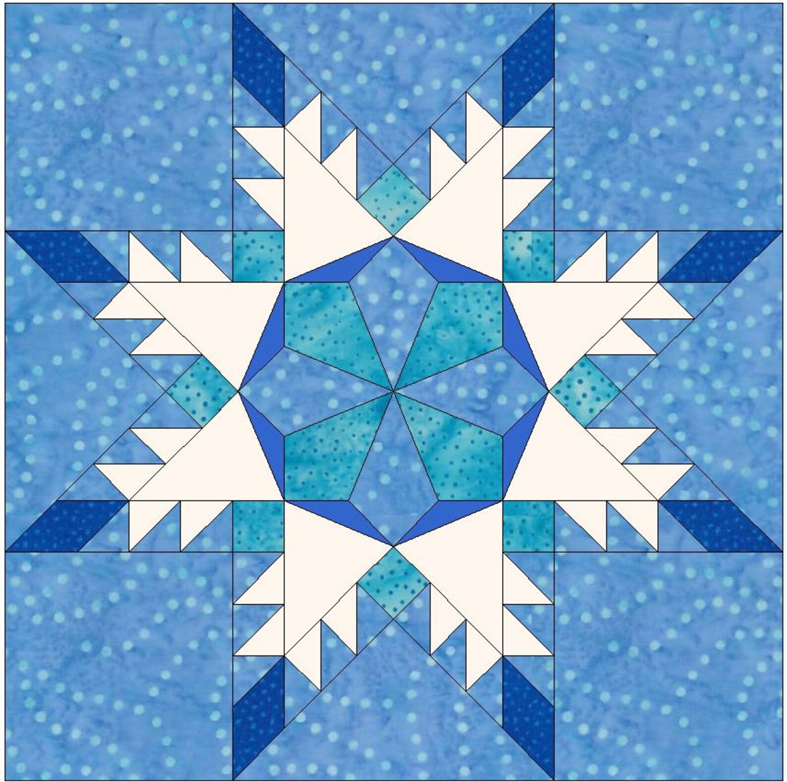 Snowflake Star Template Quilting Block Pattern | Etsy