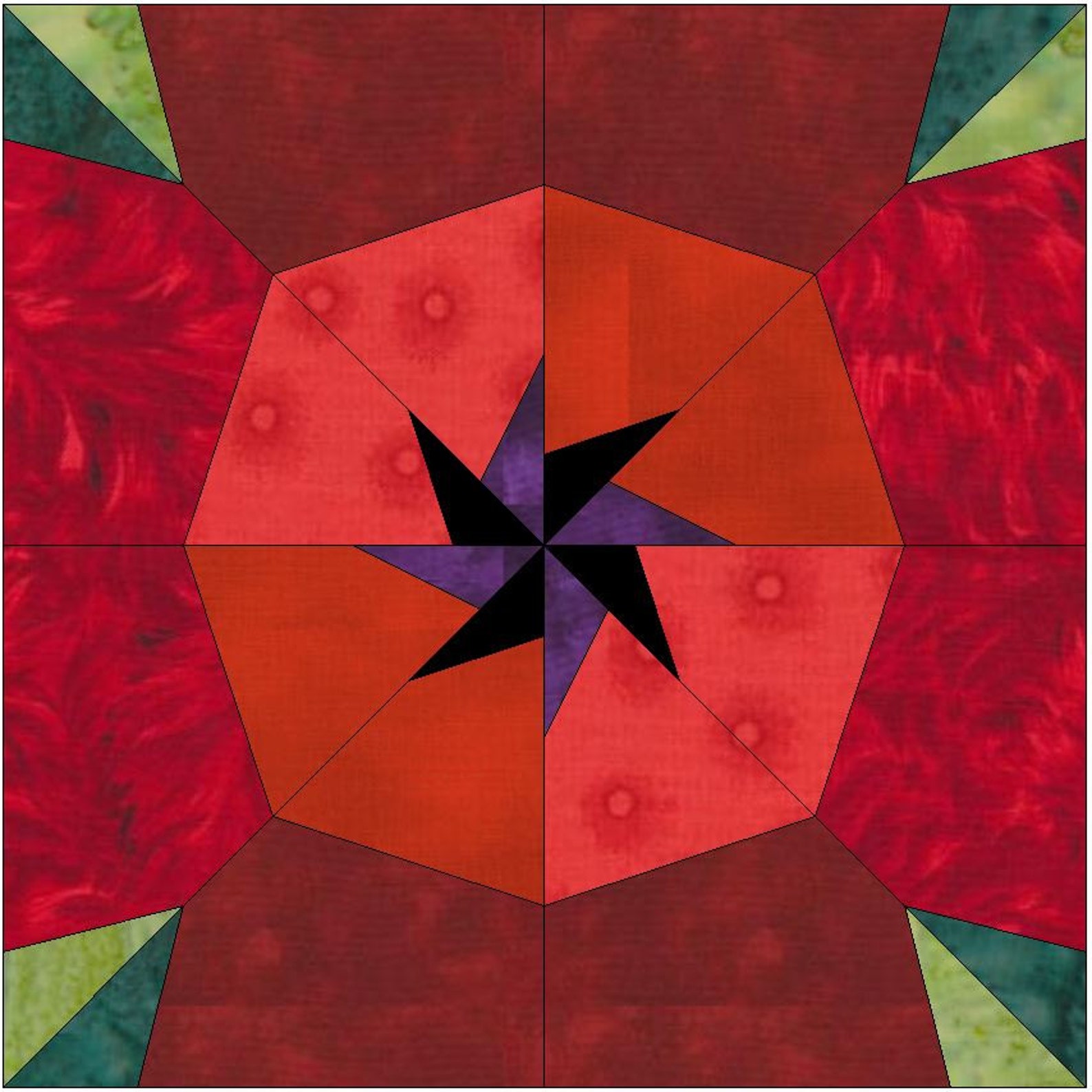 Poppy Flower Template Quilting Block Pattern PDF - Etsy